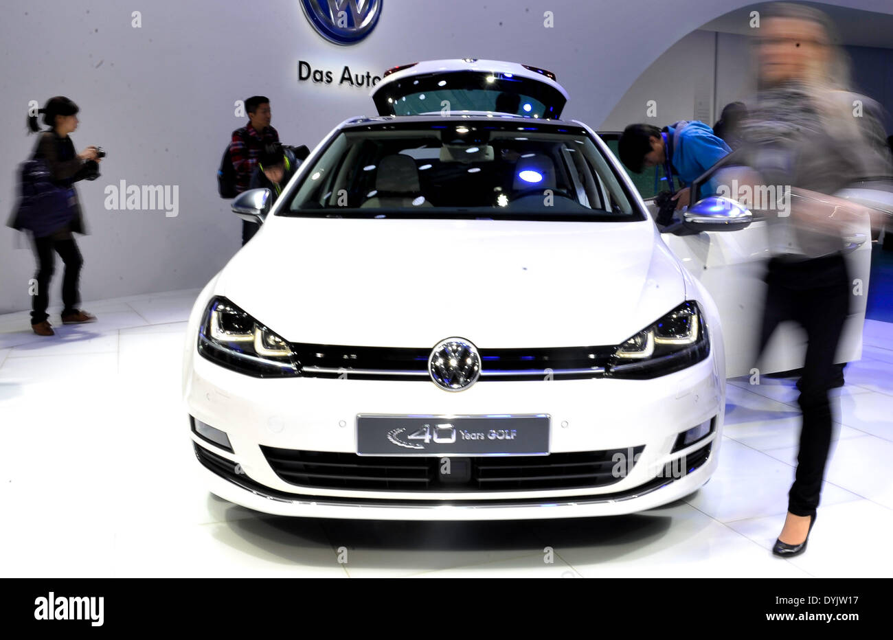 Beijing, China. 20th Apr, 2014. A VW Golf R400 concept car is displayed ...