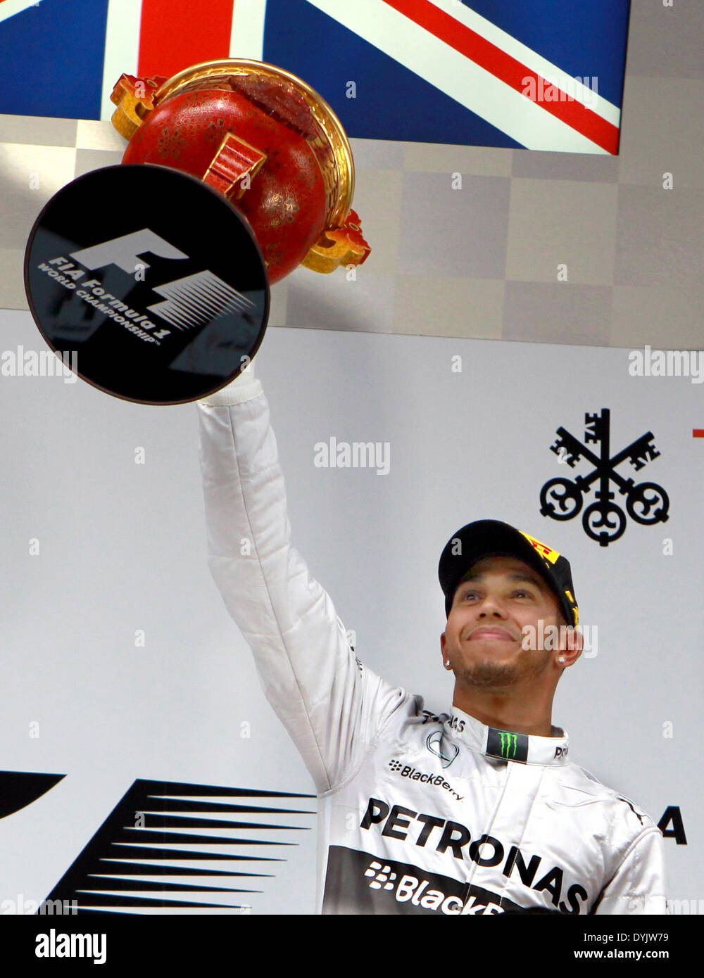 Lewis hamilton trophy 2014 hi-res stock photography and images - Alamy