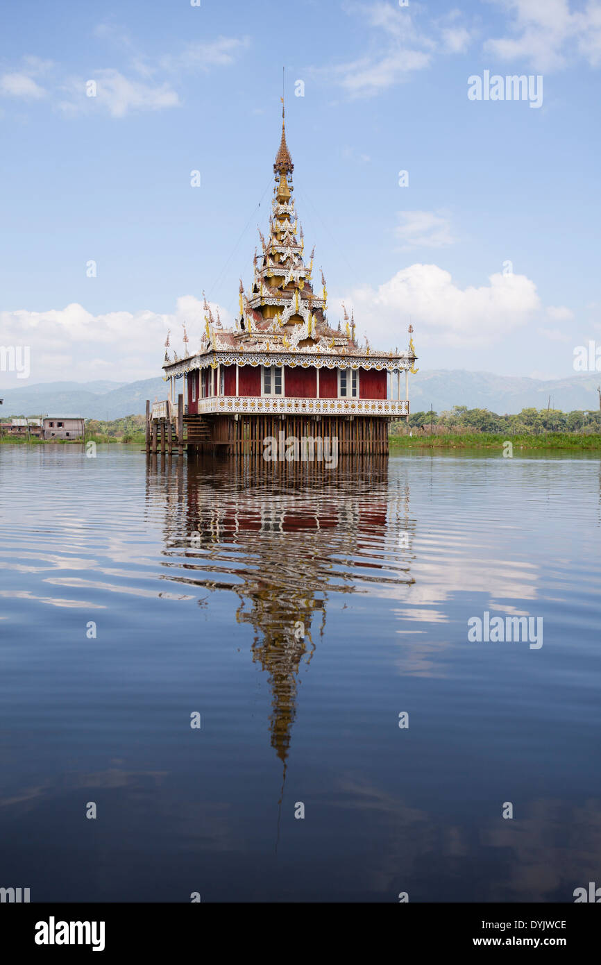A small pagoda in a floating village at Inle Lake, Burma Stock Photo ...