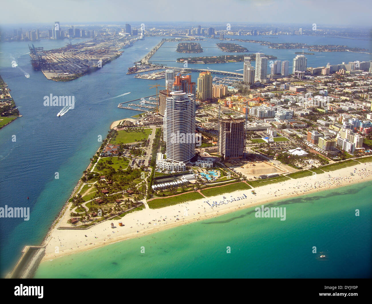 Miami Skyline - view from Plane Stock Photo - Alamy