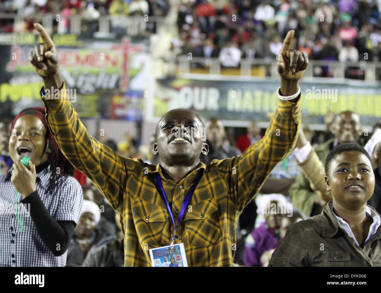 Harare, Zimbabwe. 20th Apr, 2014. Zimbabwean Christians attend an ...