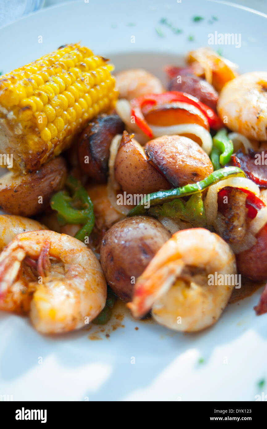 USA Food Low Country Boil Savannah Georgia GA seafood shrimp clams corn ...