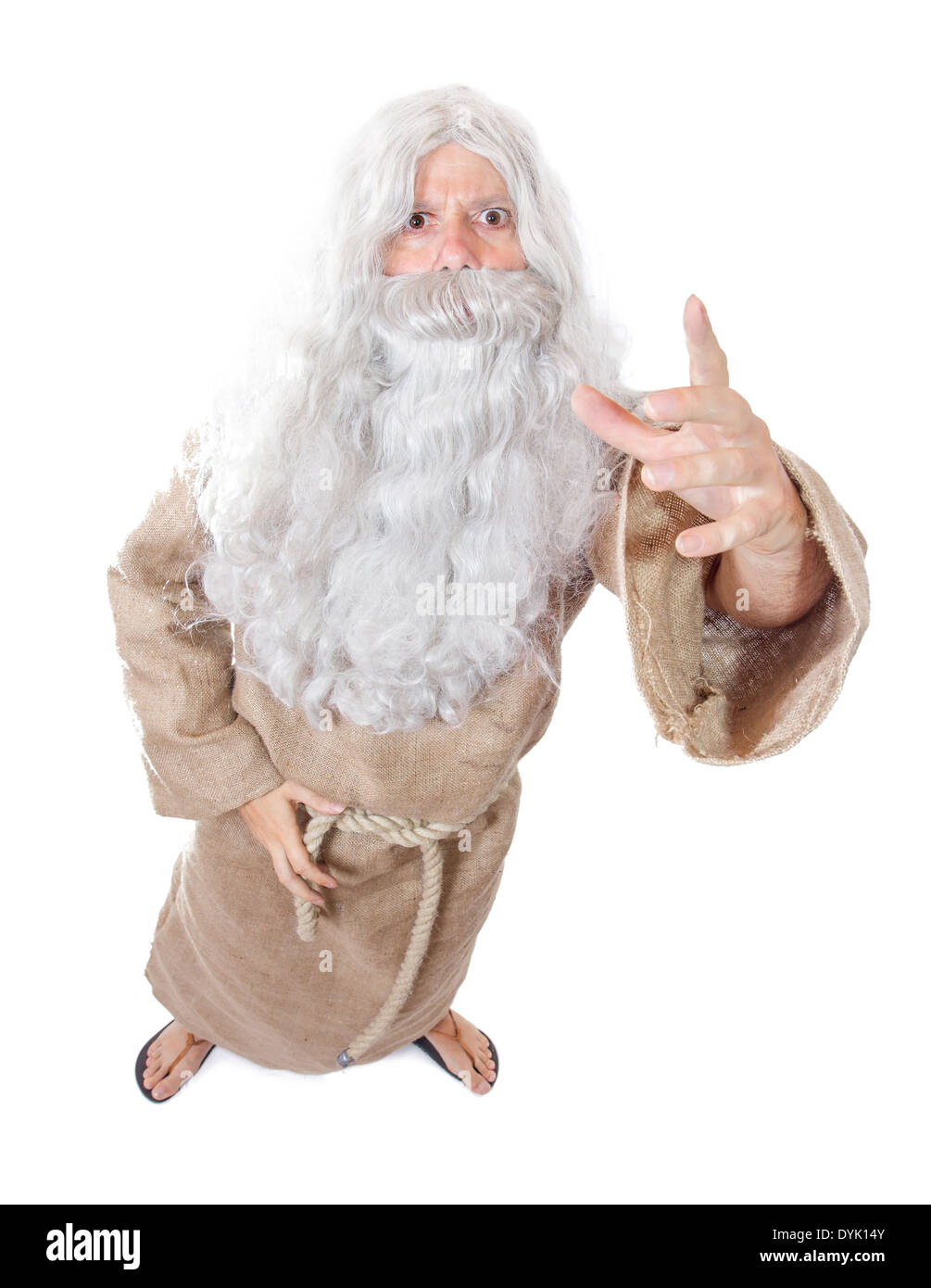 bearded man preaching on a white background Stock Photo - Alamy