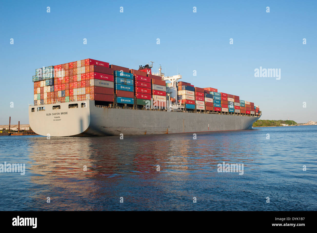 USA Georgia GA Savannah River - Container ship Glen Canyon Bridge ...