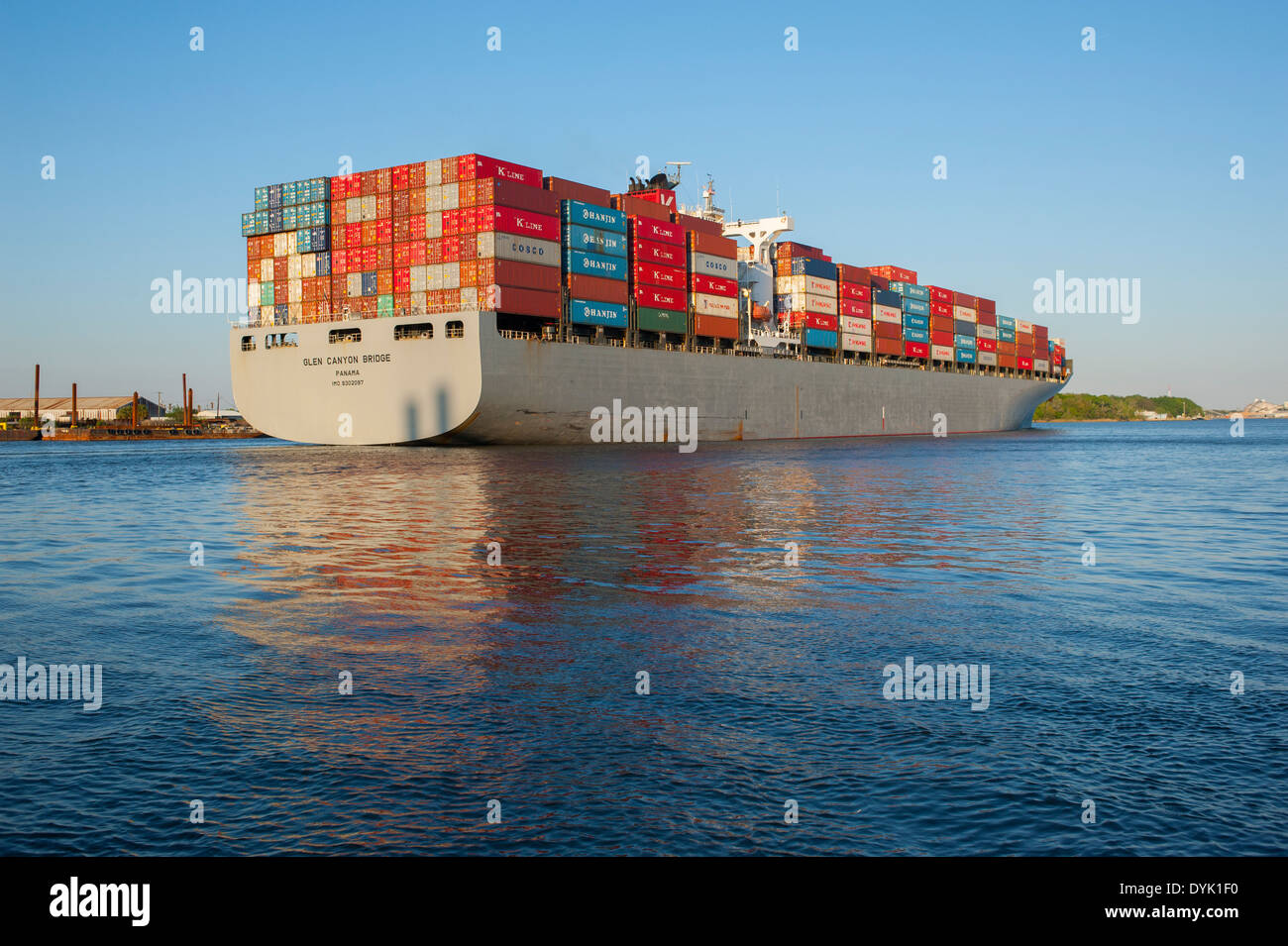 USA Georgia GA Savannah River - Container ship Glen Canyon Bridge ...