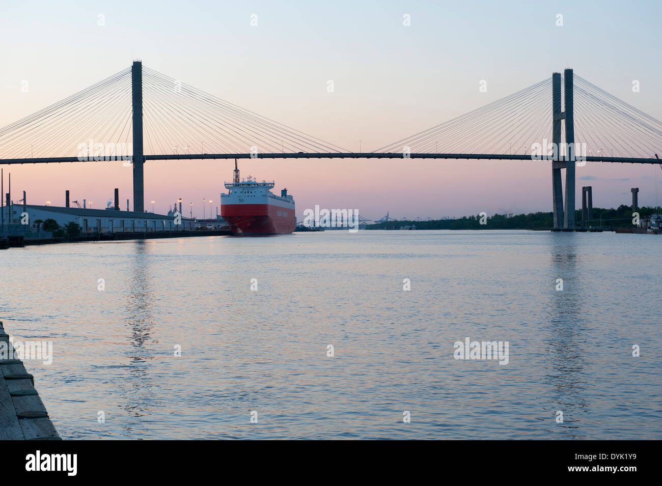 USA Georgia GA Savannah Container cargo ships ply the Savannah River to ...