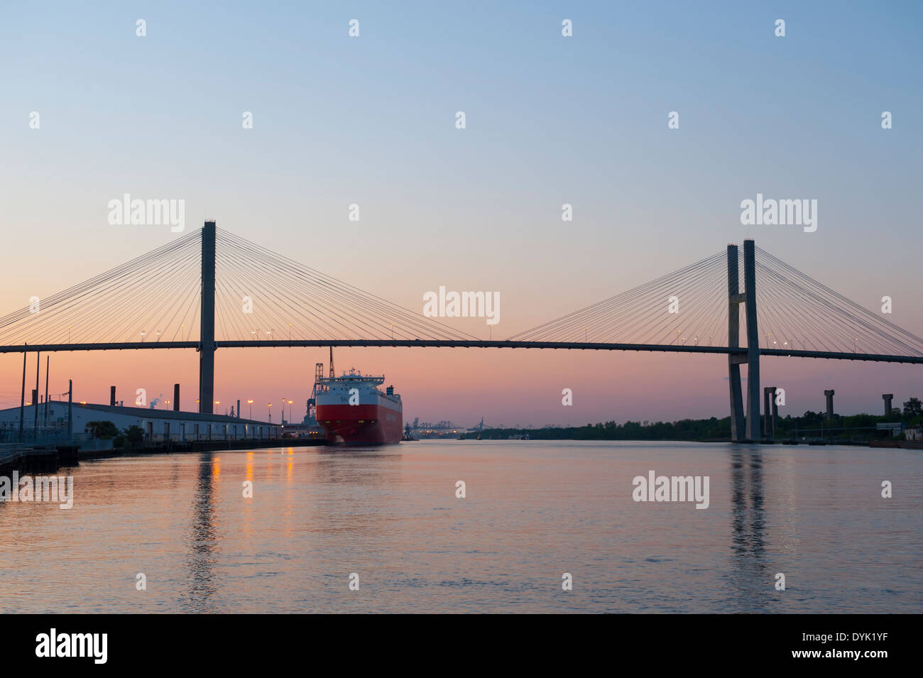 USA Georgia GA Savannah Container cargo ships ply the Savannah River to ...