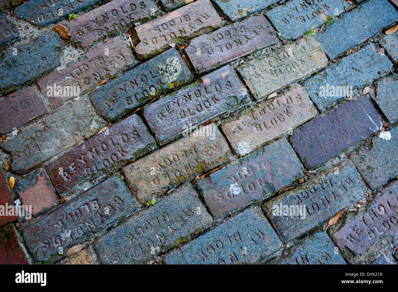 USA Georgia GA Savannah old brick paved sidewalk made with Reynolds ...