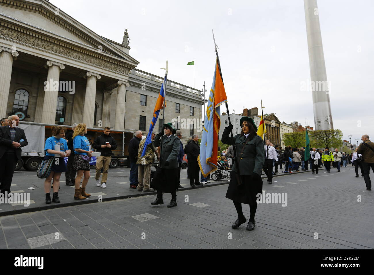 Dublin, Ireland. 20th April 2014. The Cumann na mBan colour party ...