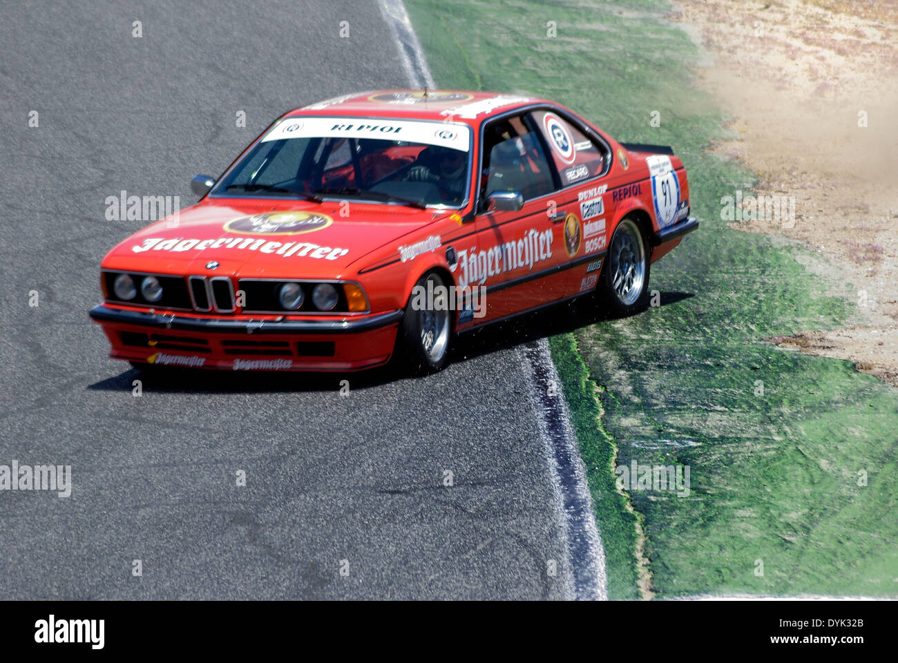 BMW 635 csi Jagermeister in a drift in the margins of the race track ...