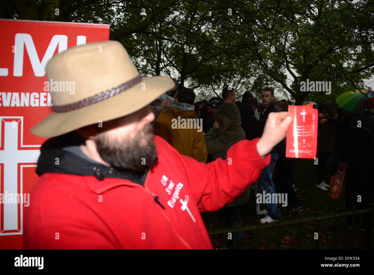London, UK. 20th April, 14. A Muslim preaching at the Speaker corner ...