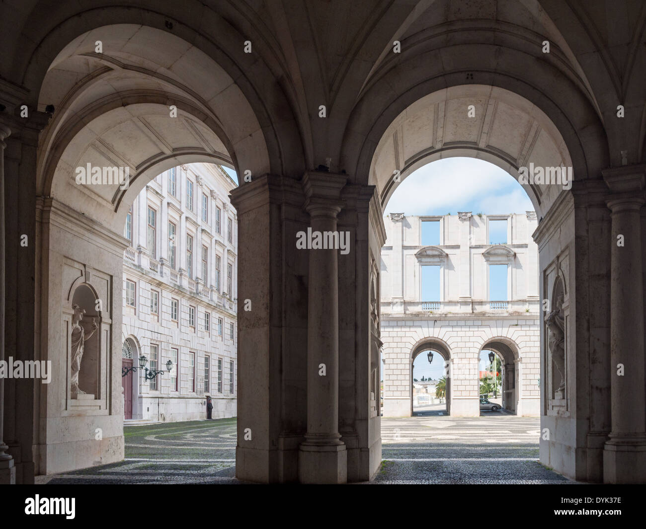Entrance arches with sculptures of Ajuda National Palace Stock Photo ...
