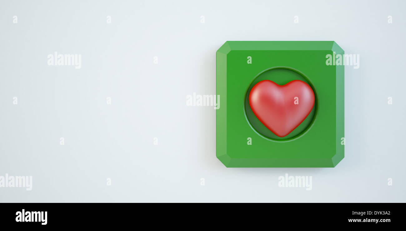 3d glossy switch heart, Valentine day and electrical energy Concept ...