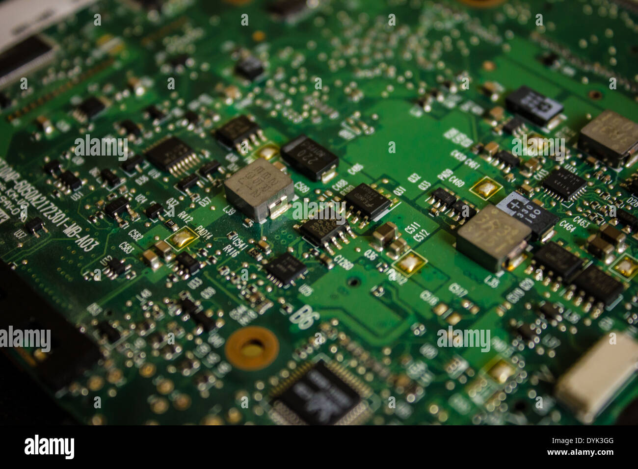 A circuit board showing various electronic components the assembly is ...