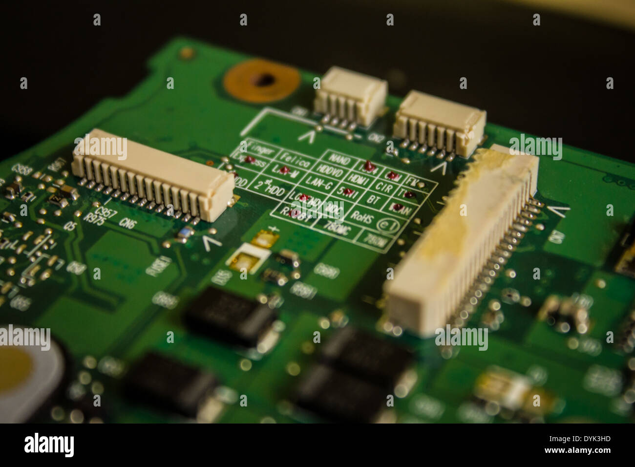 A circuit board showing various electronic components the assembly is ...