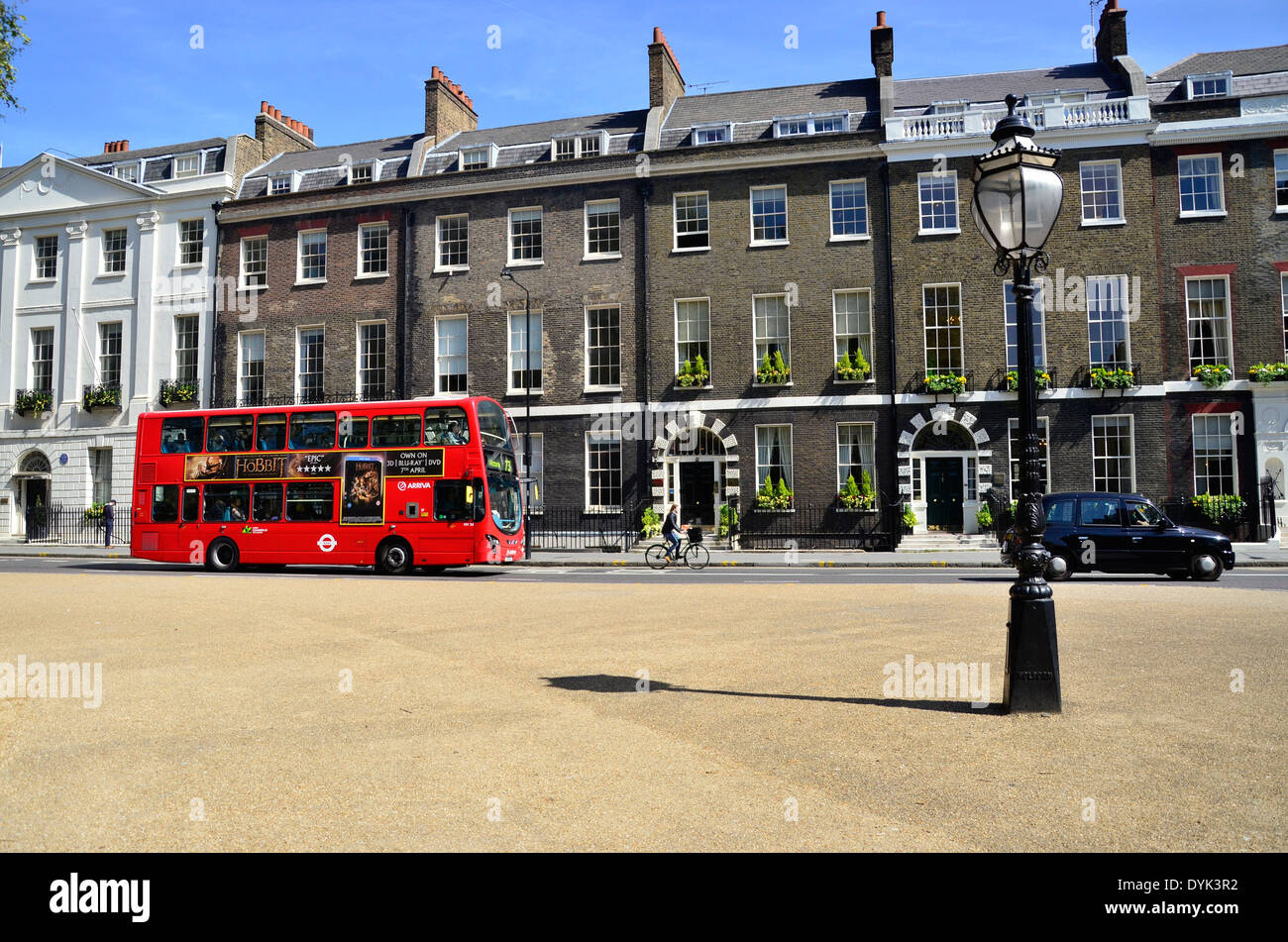 Red London Bus in Bedford Square, London, England Stock Photo - Alamy