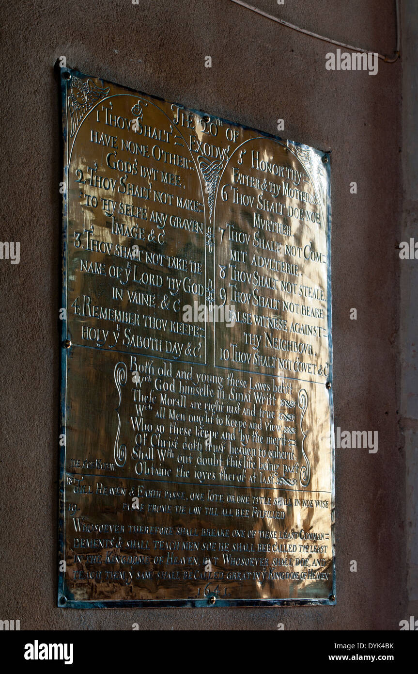 Ten Commandments wall brass plaque, St. Nicholas Church, Little Horwood ...