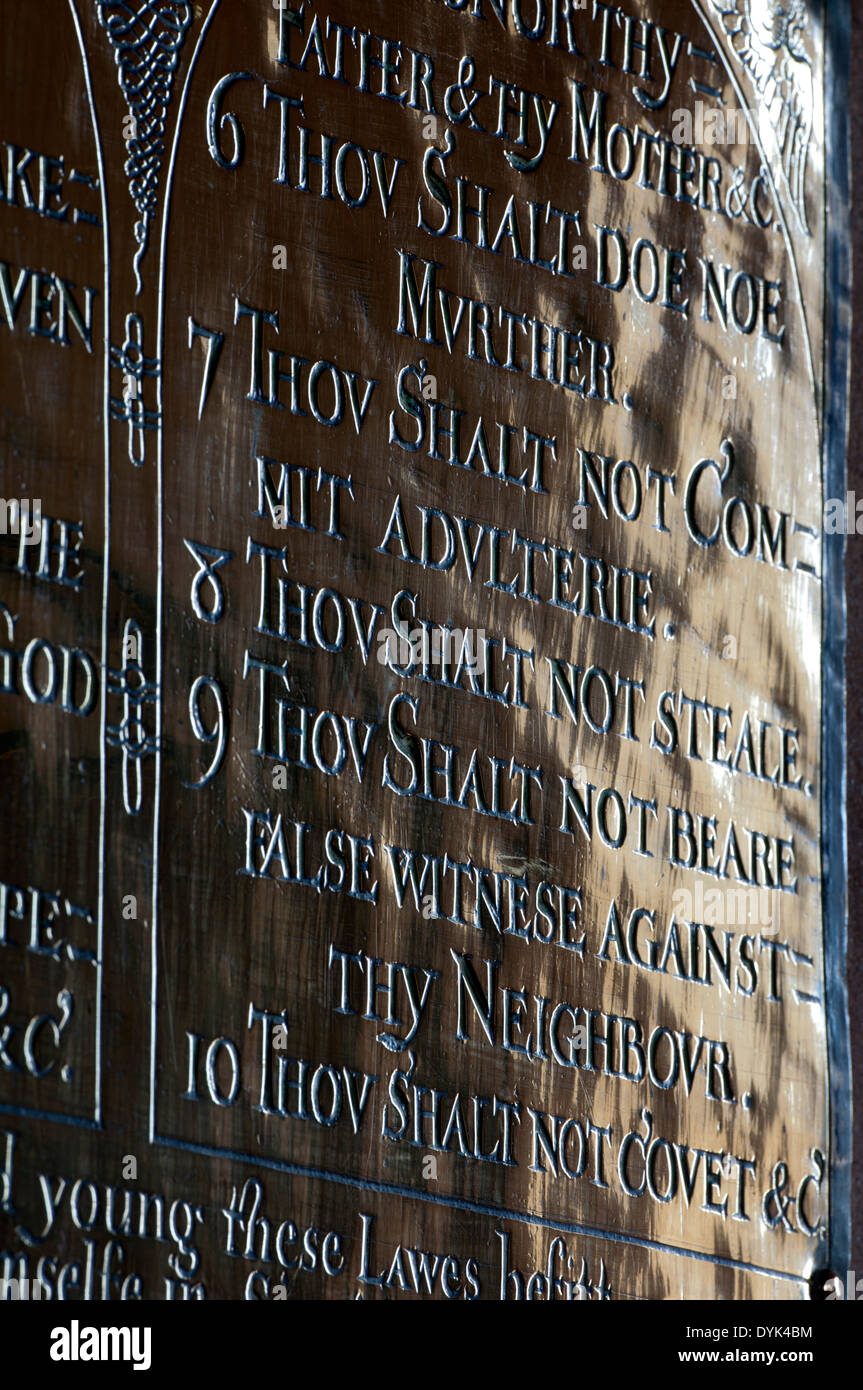 Ten Commandments wall brass plaque, St. Nicholas Church, Little Horwood ...