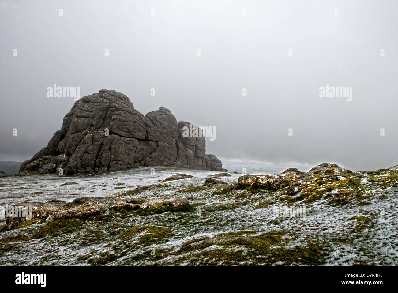 Haytor on Snow Covered Ground, (Haytor Rock) or occasionally known as ...