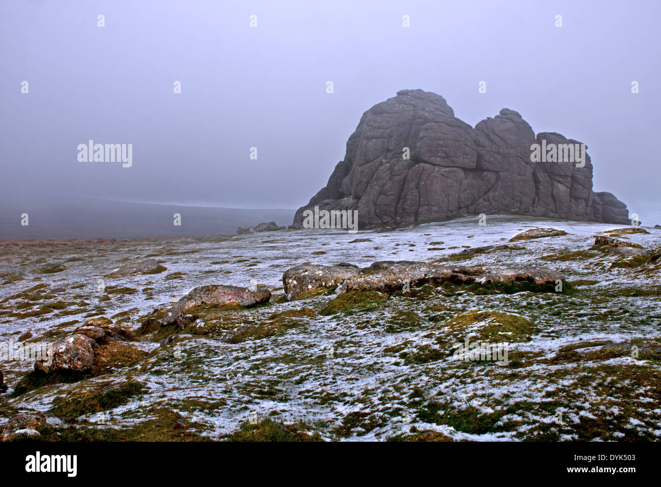 Haytor on Snow Covered Ground, (Haytor Rock) or occasionally known as ...