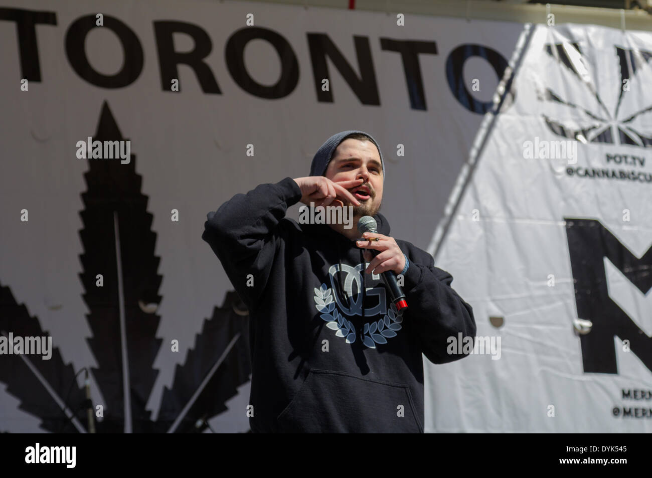 TORONTO, CANADA - 20TH APRIL 2014: A comedian on the stage at Dundas ...