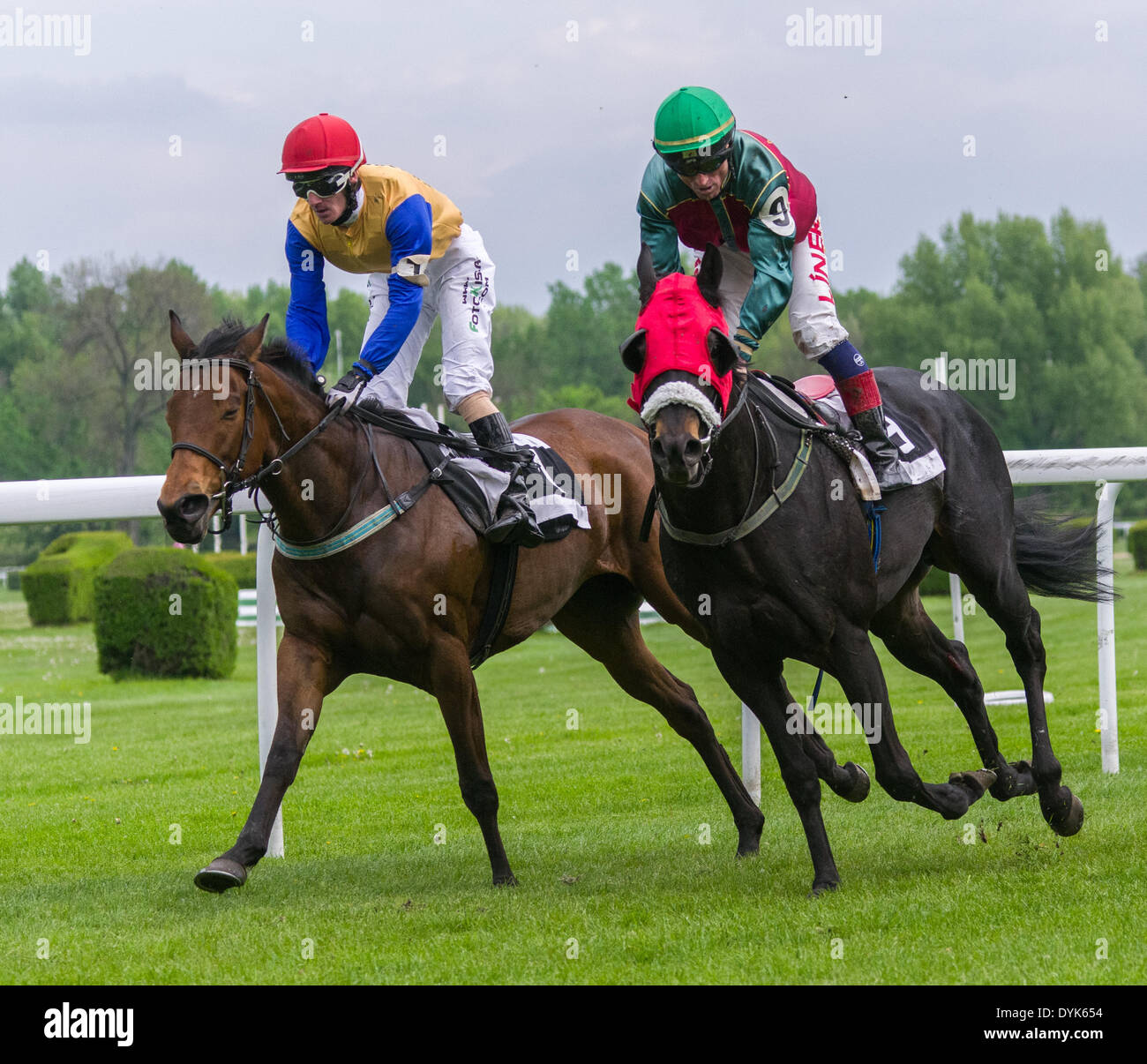 BRATISLAVA, SLOVAKIA, 20th April 2014. Caduke (left, IRE, jockey Robert ...