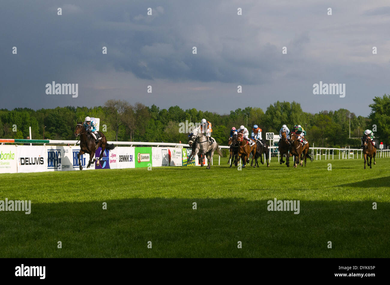 BRATISLAVA, SLOVAKIA, 20th April 2014. Jockey Zdenko Smida on Legionar ...
