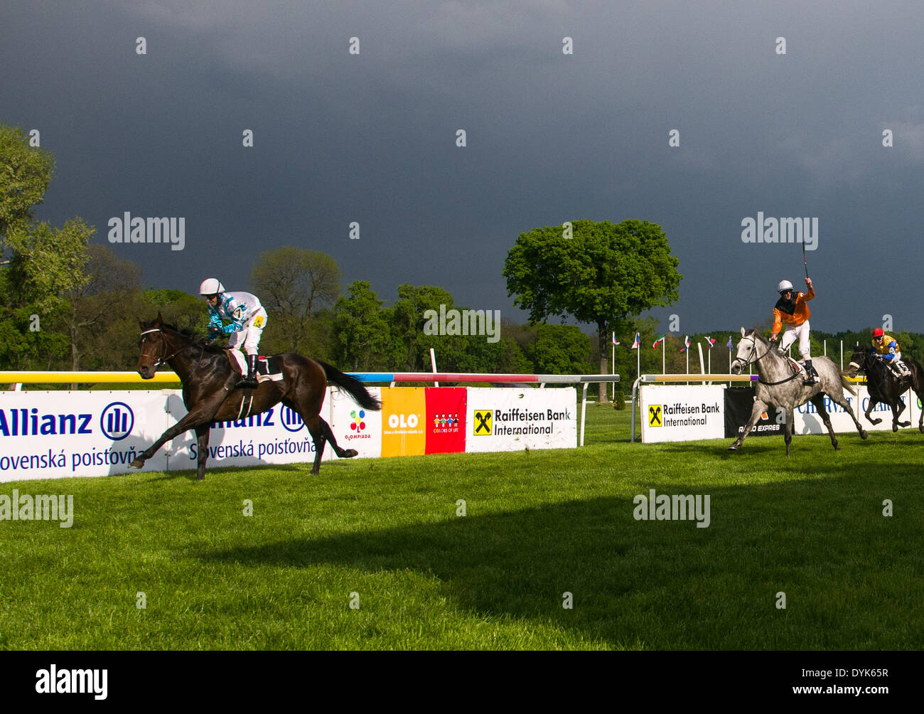 BRATISLAVA, SLOVAKIA, 20th April 2014. Jockey Zdenko Smida on Legionar ...