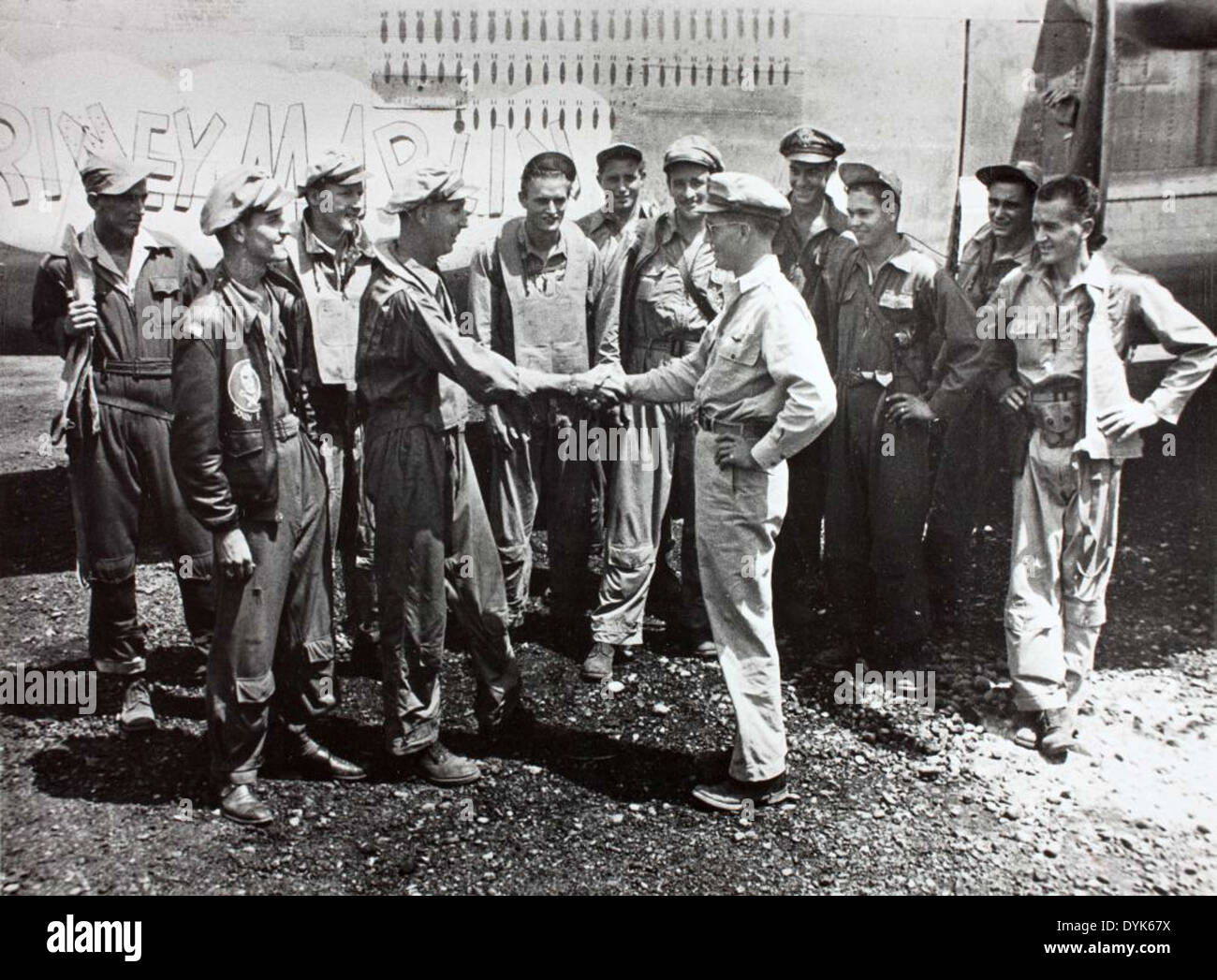 This image shows the B-24 bomber, Jolly Rogers, from the 90th Bomb ...