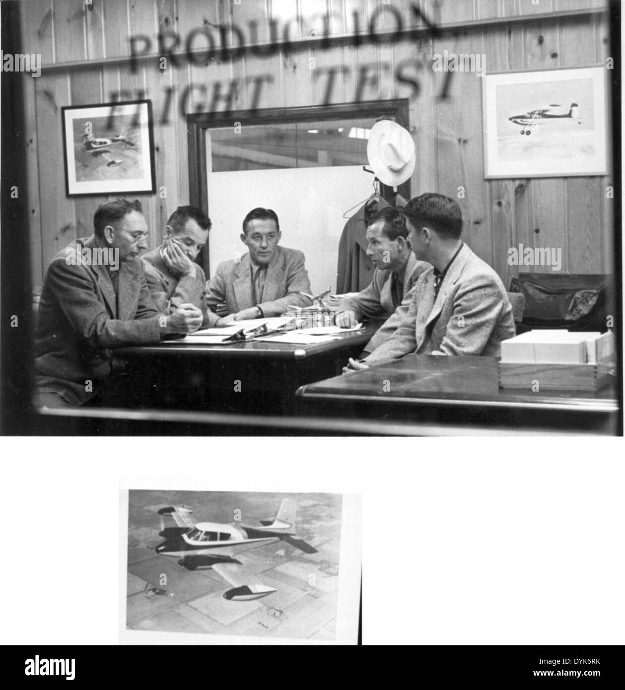 This photo features a production flight test of a Cessna aircraft with ...