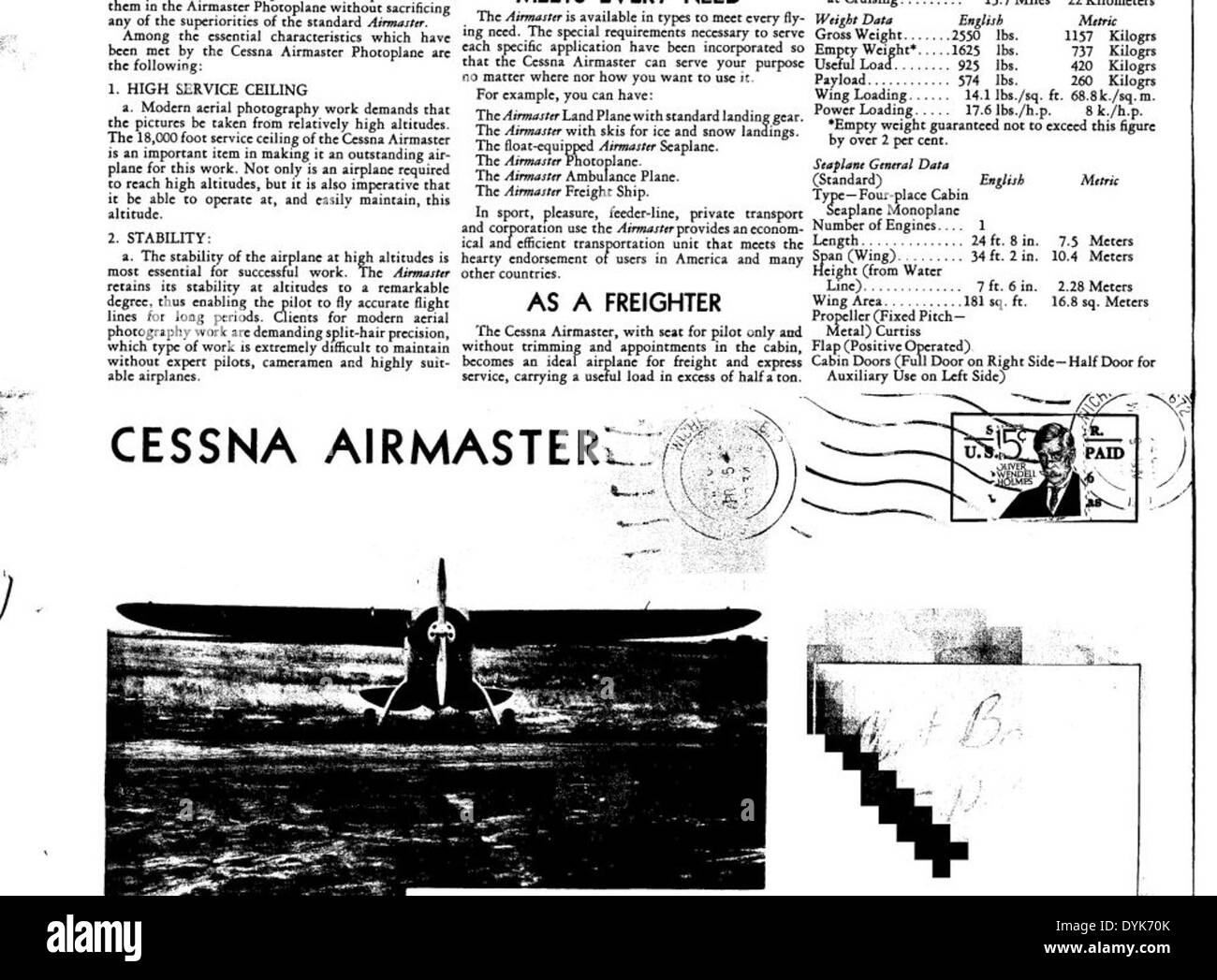 This image from 1938 features the Cessna Airmaster #8, a notable ...