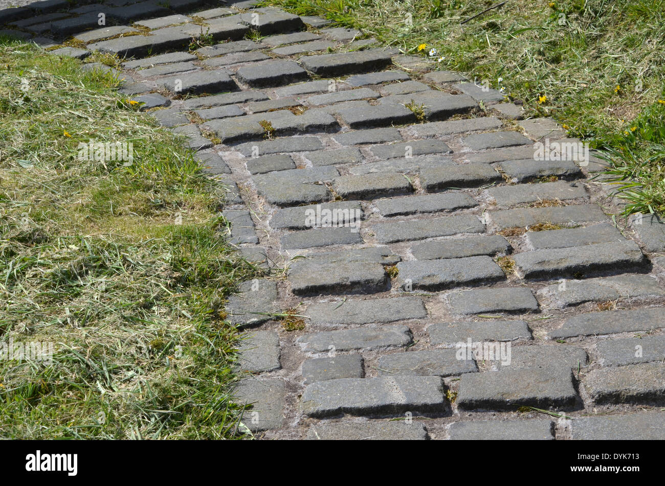 Curved brick path at the canal lock gate to give leverage underfoot for ...