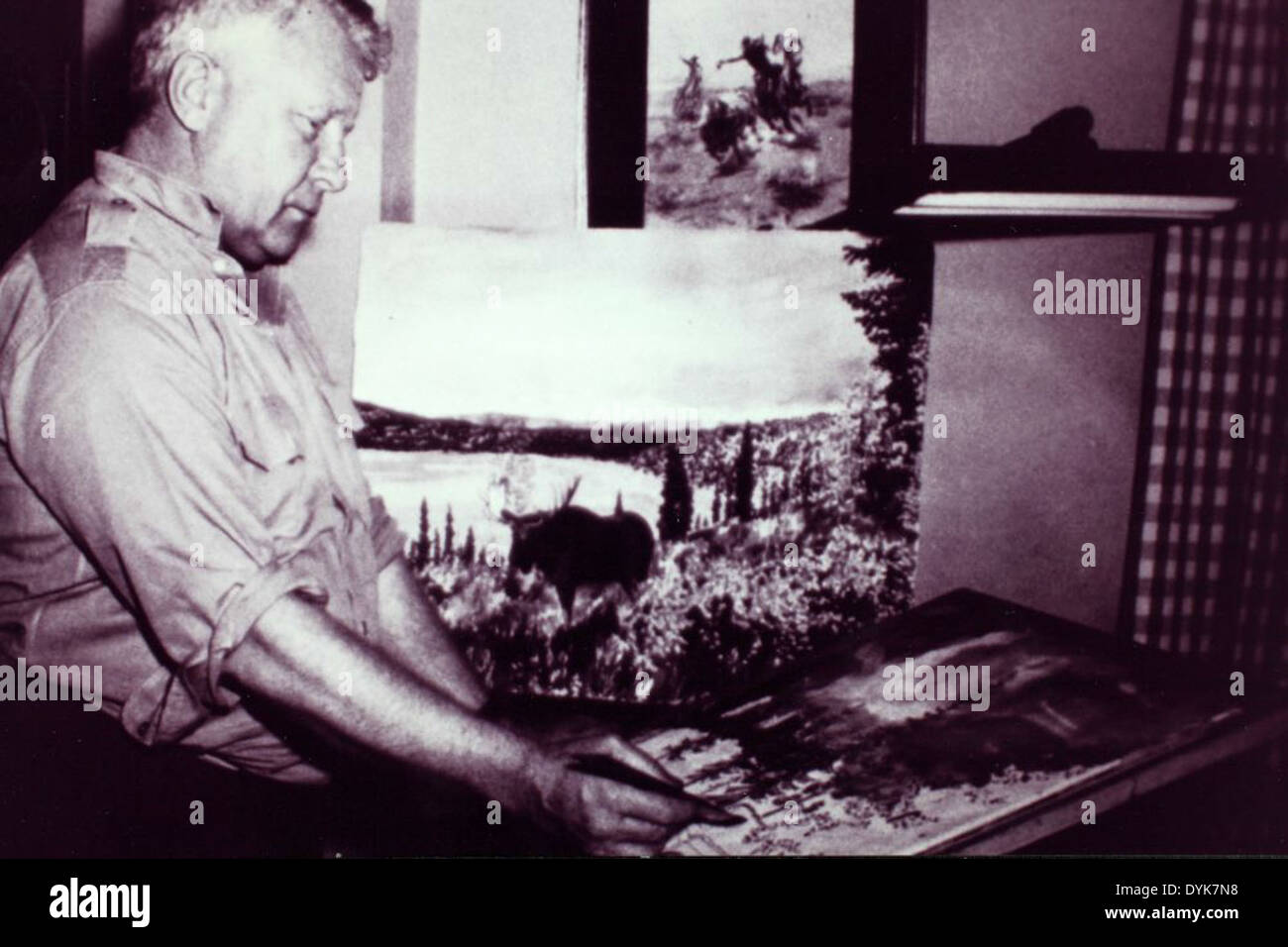 The painting of Alexandria by Bernt Balchen depicts a dramatic aerial ...