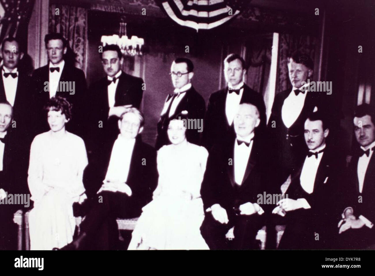 This photograph shows famed aviation pioneer Bernt Balchen at a dinner ...