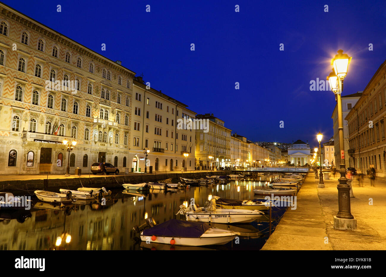 Trieste Italy. Grand canal at night Stock Photo - Alamy