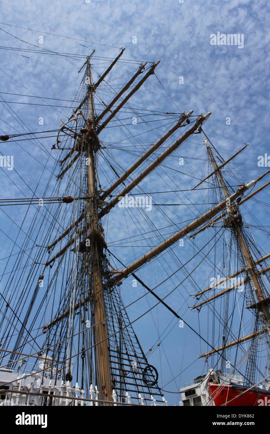 Nippon Maru Tall Sailing Ship in dock in Matsuyama, Ehime on Saturday ...