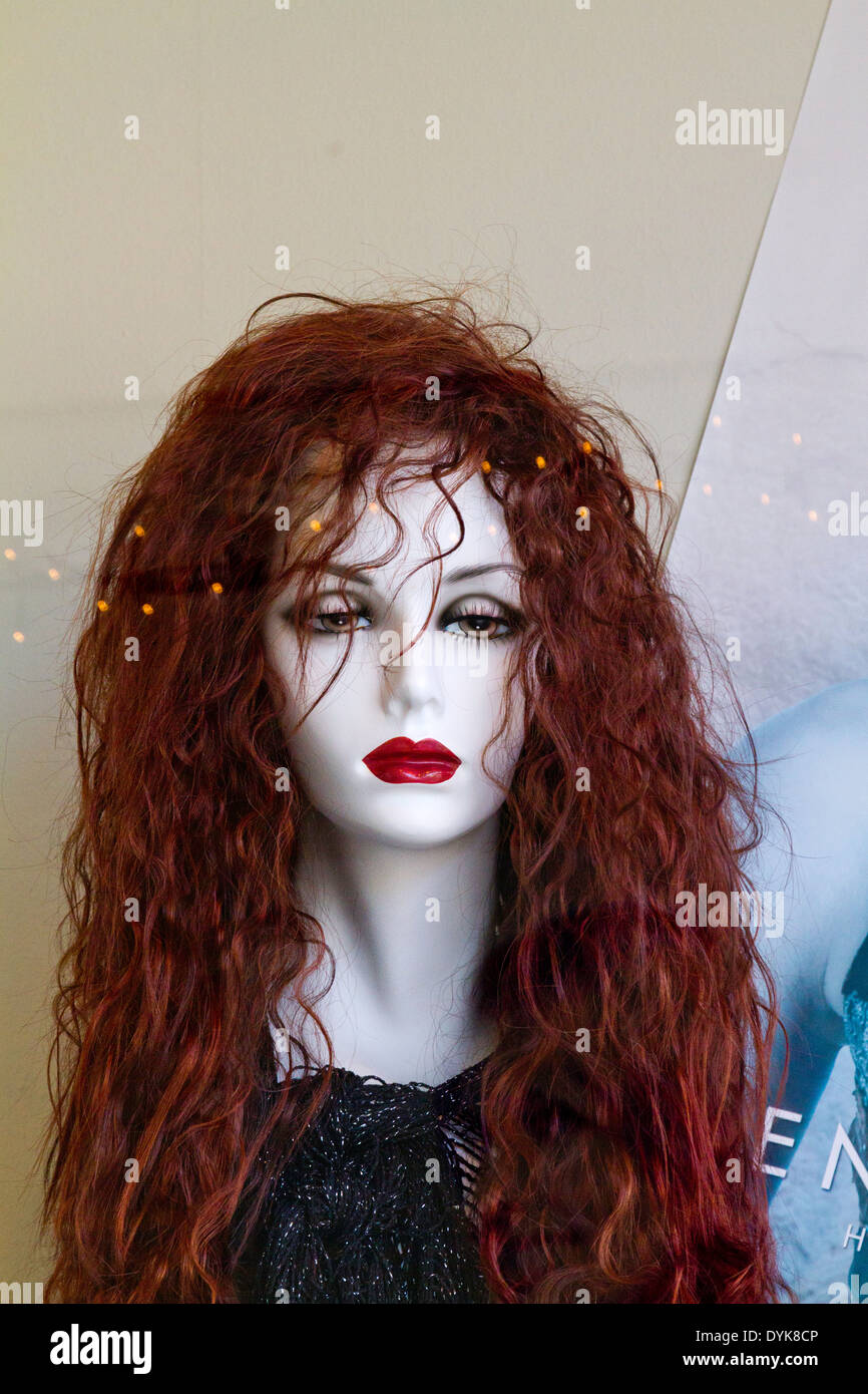 Wig shop window display hair hi-res stock photography and images - Alamy
