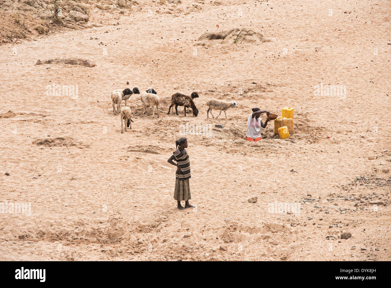 local water well in the sand near Turmi in the Omo Valley, Ethiopia ...
