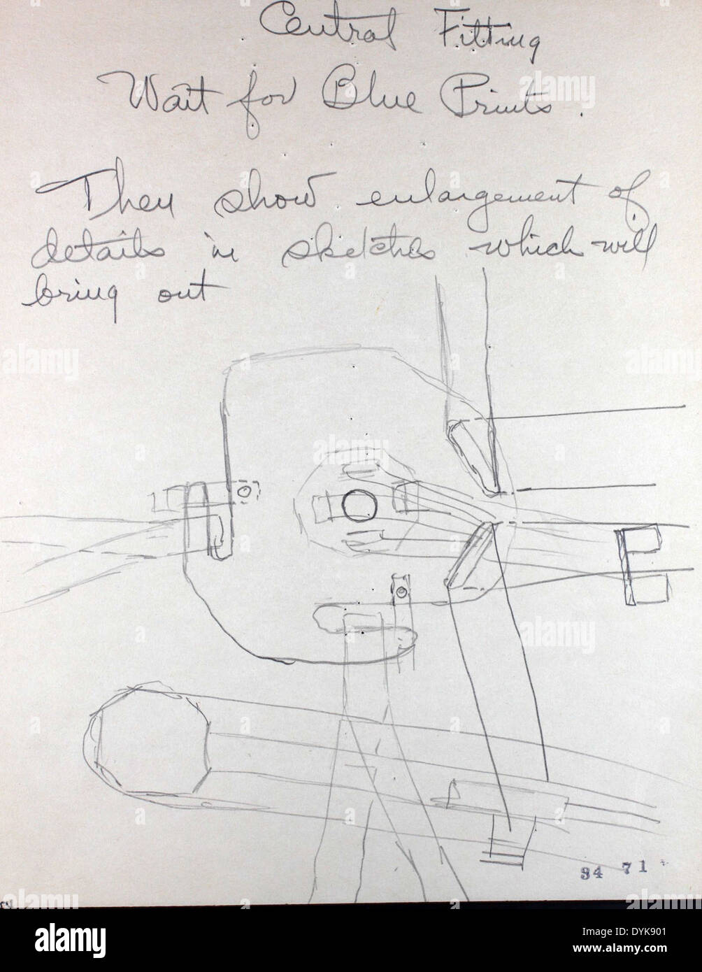 This drawing by James M. Russell depicts a central fitting component ...