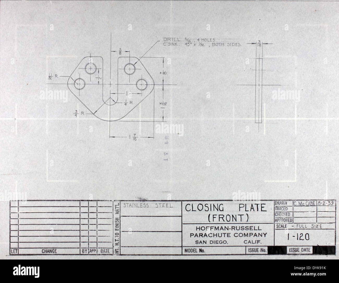 This schematic, created by James M. Russell, shows a closing plate for ...