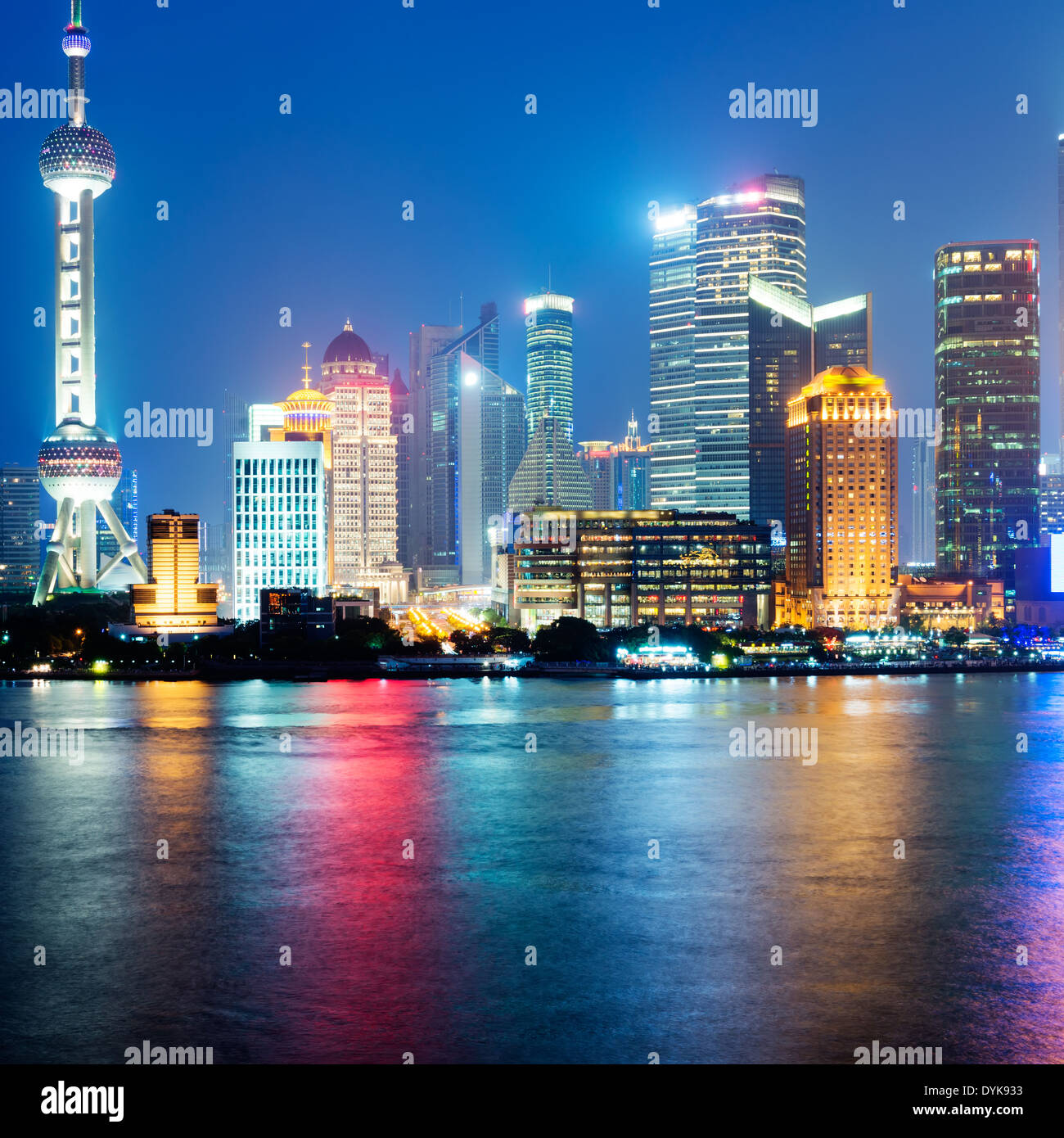 the light trails on the modern building background in shanghai china ...