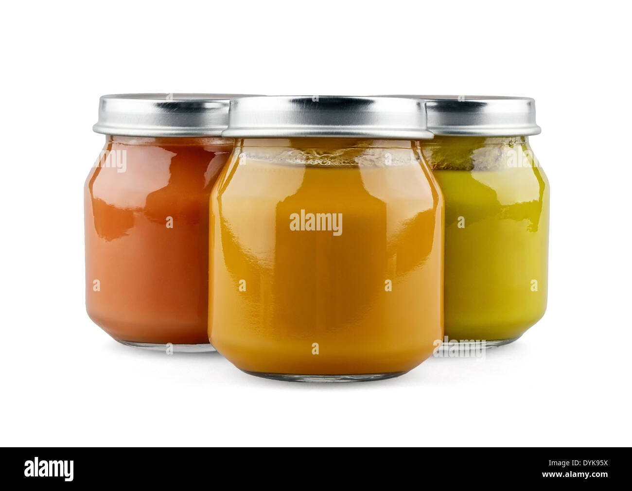 Baby food on white background Stock Photo - Alamy