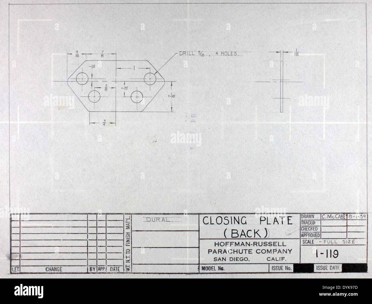 The schematic illustrates a closing plate design, used in parachute ...