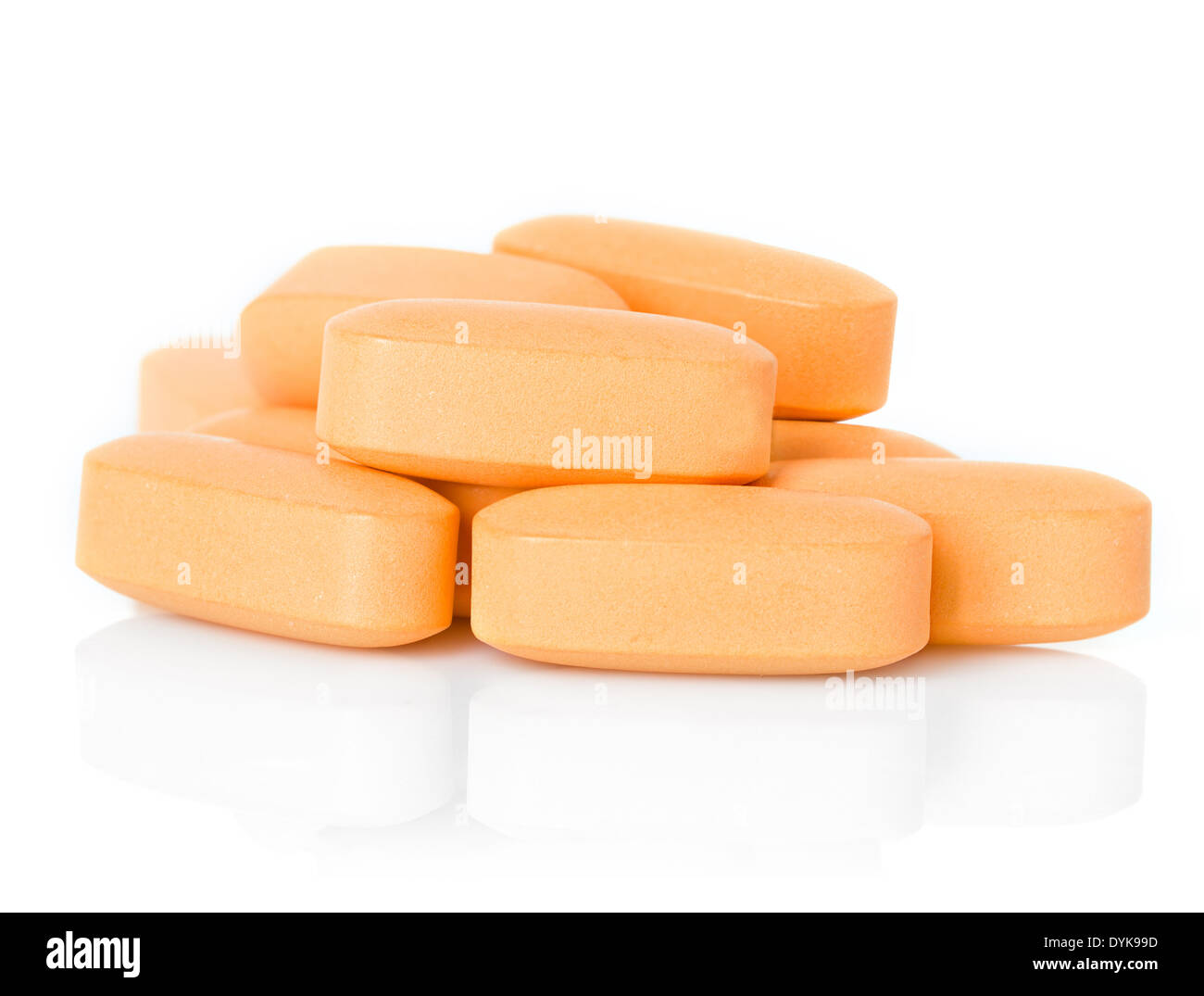 Medical pills tablets isolated on white Stock Photo - Alamy
