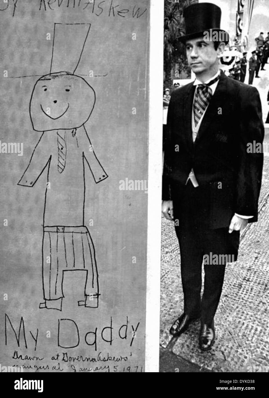 This image depicts a drawing of Florida Governor Reubin Askew made by ...