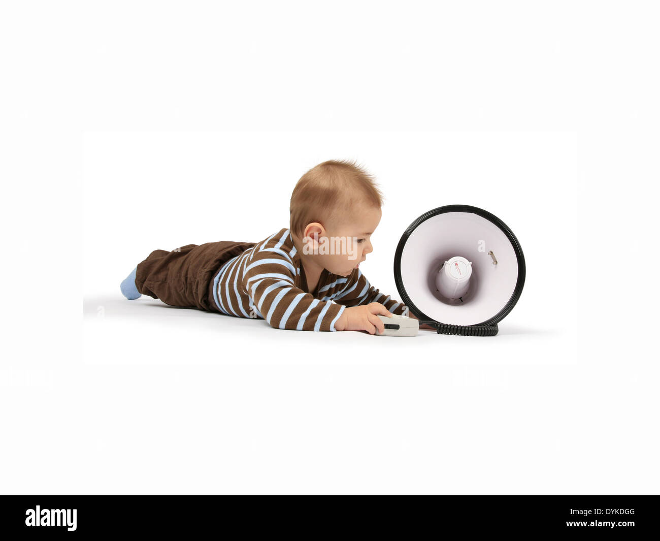 baby playing with megaphone speaker loud Stock Photo - Alamy