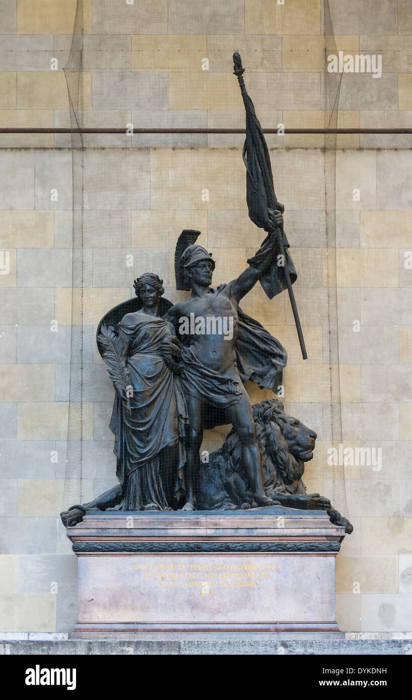 Monument to the bavarian army, Feldherrnhalle, Munich, Bavaria, Germany ...