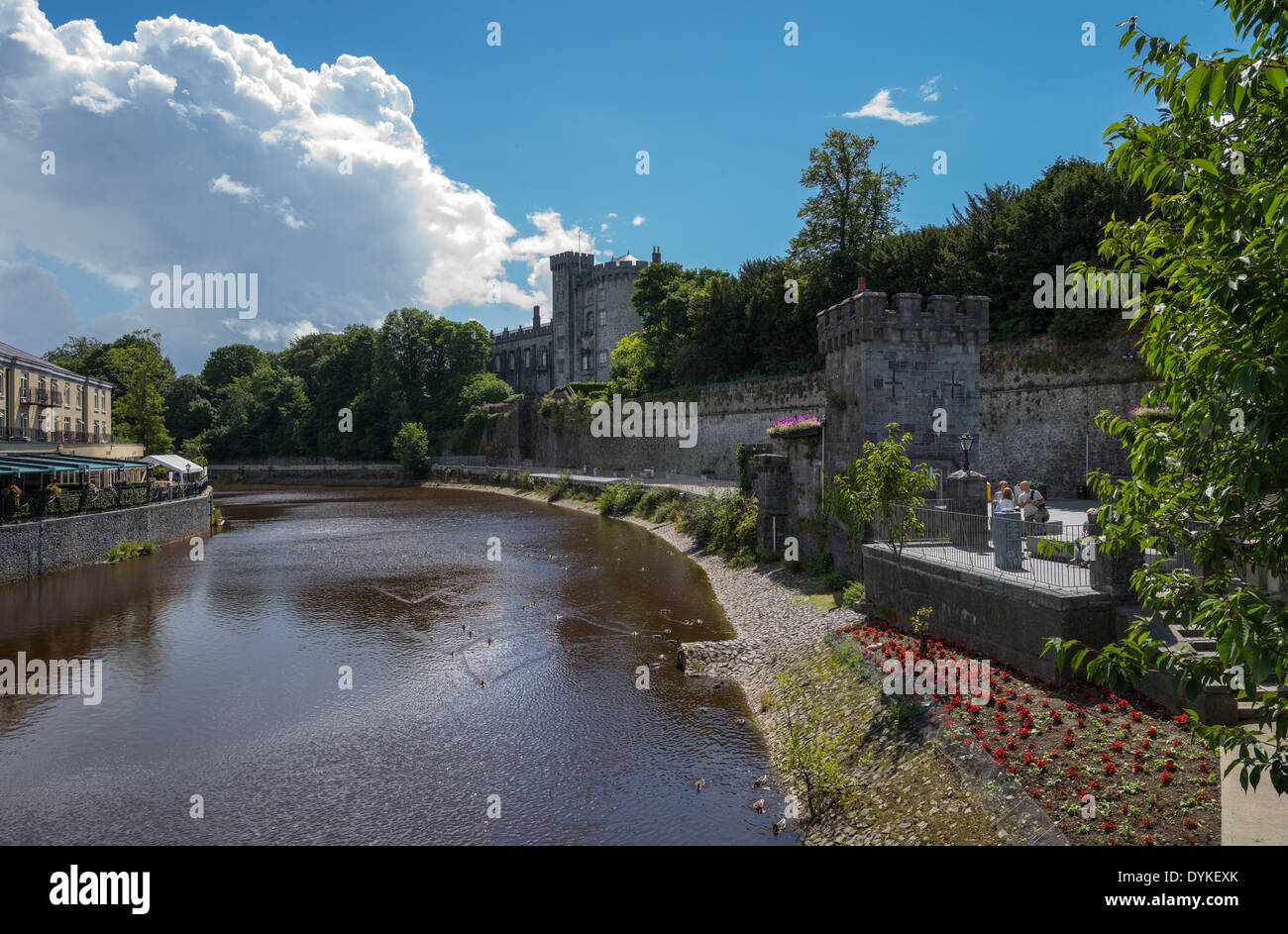 Ireland, Kilkenny, view of the Castle from the John bridge on the Nore ...