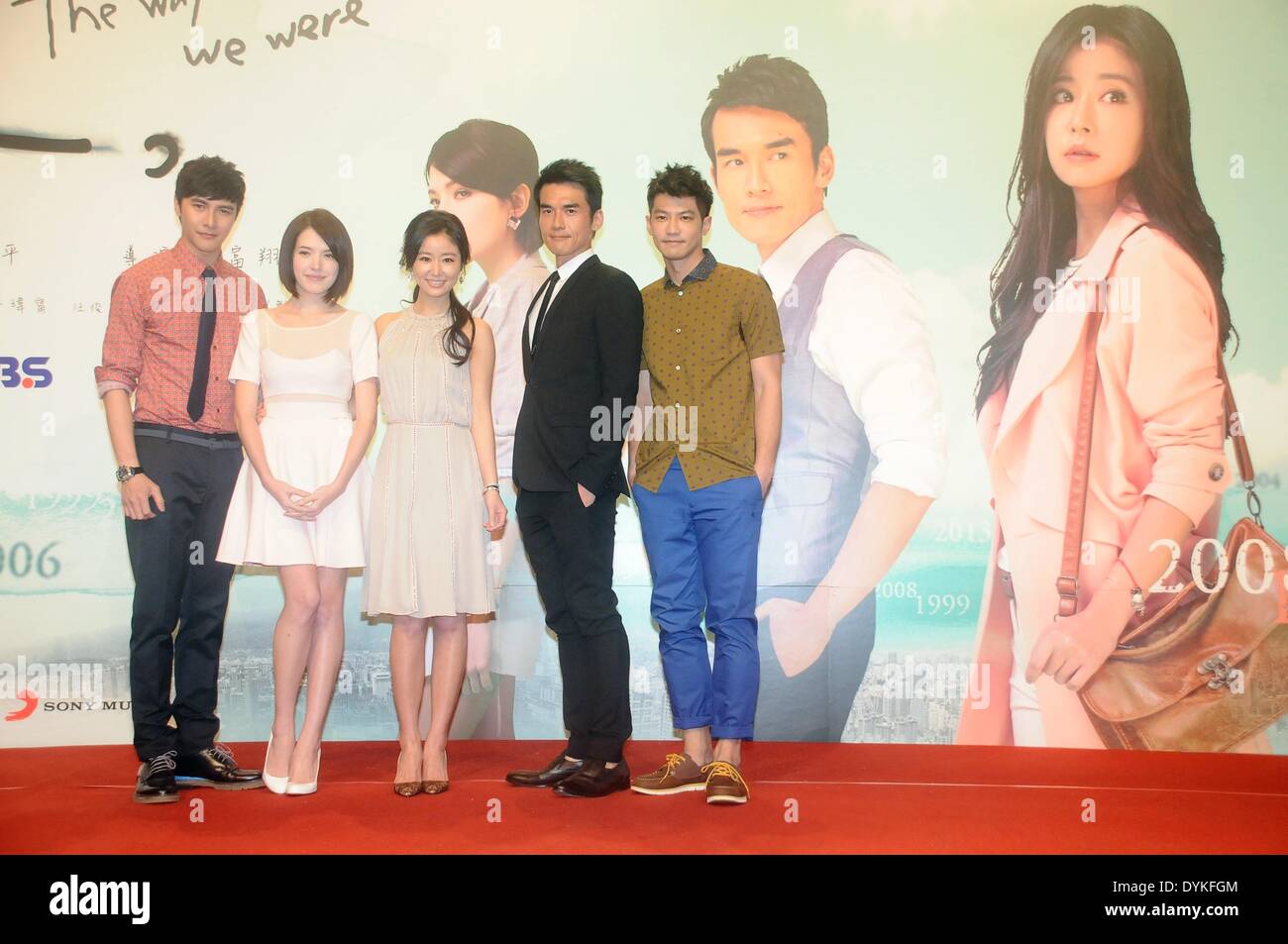 Taipei. 21st Apr, 2014. Cast members of the TV series "The Way We Were ...