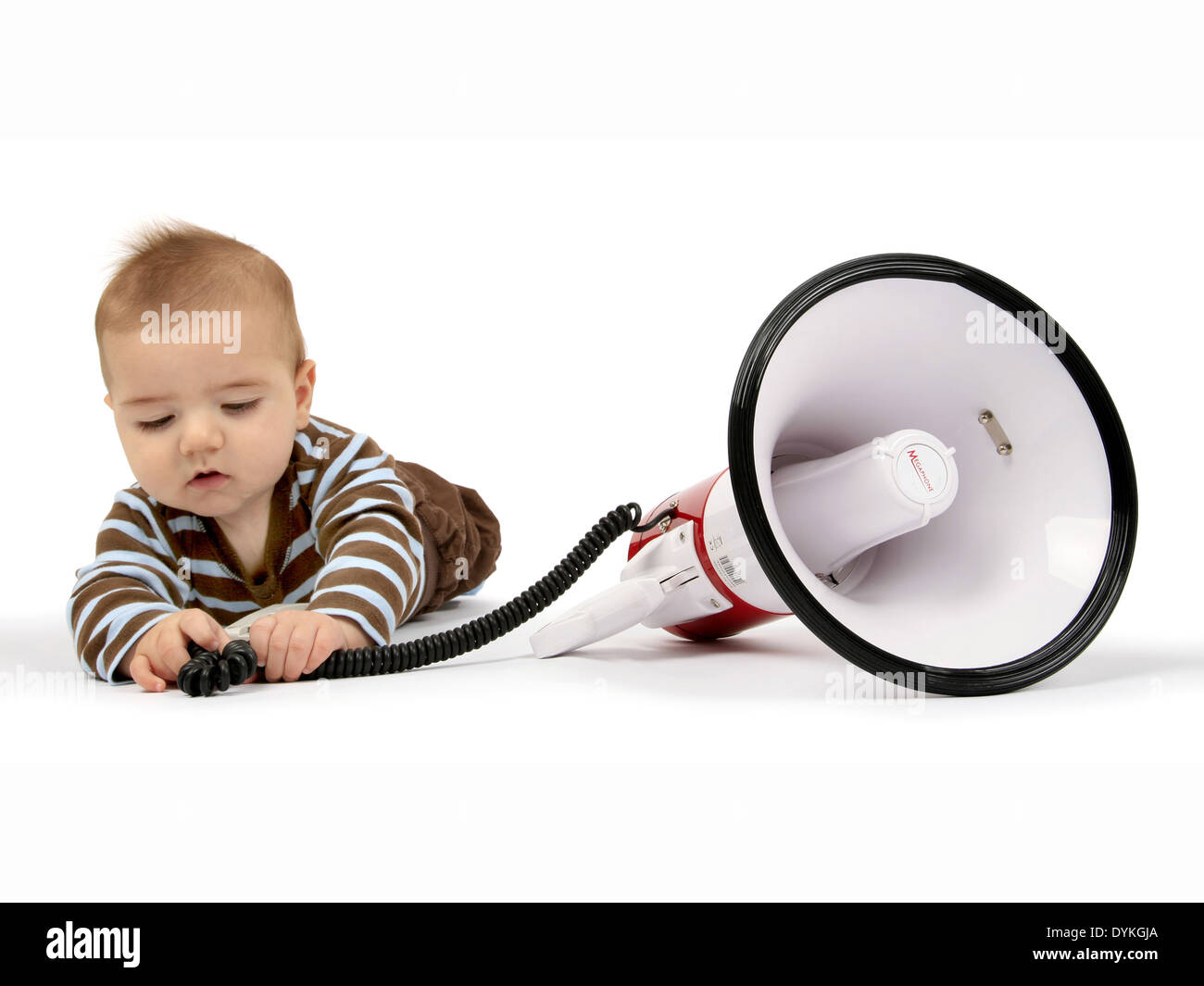 baby playing with megaphone speaker loud Stock Photo - Alamy